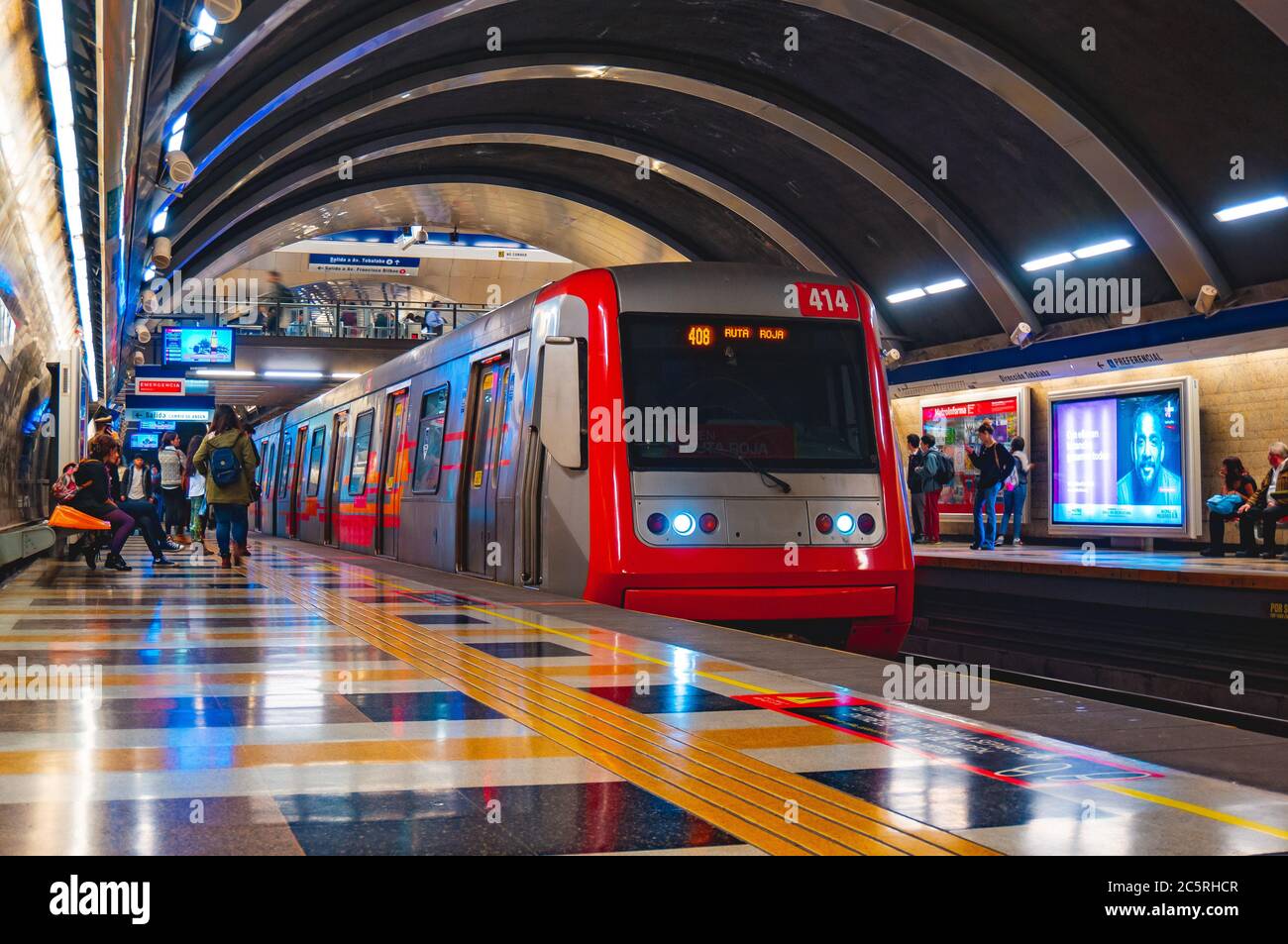 Santiago, Chile - April 2016: A Metro de Santiago Train at Line 4 Stock ...