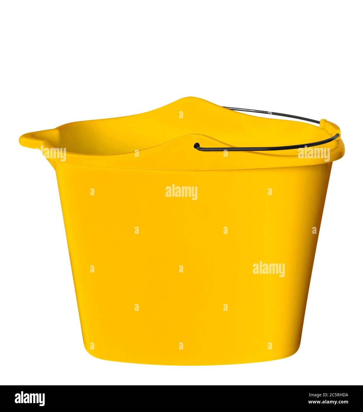 Yellow plastic bucket isolated on white background. Clipping path ...