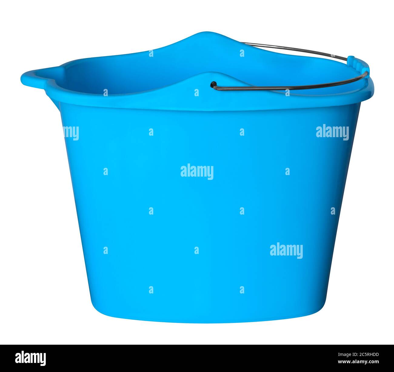 Blue plastic bucket isolated on white background. Clipping path ...