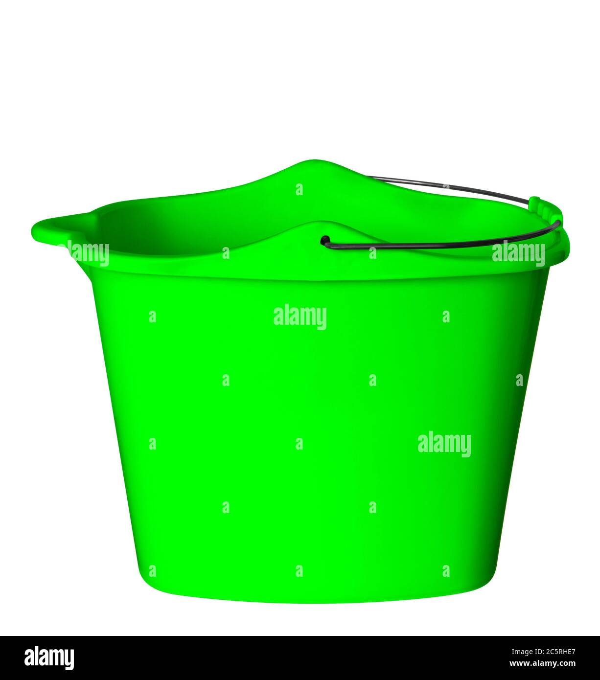 Green plastic bucket isolated on white background. Clipping path ...