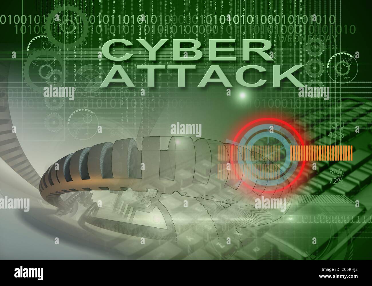 3d rendering of hi tech infographics of cyber attack Stock Photo - Alamy