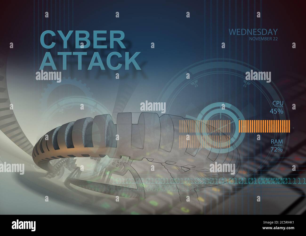 3d rendering of hi tech infographics of cyber attack Stock Photo - Alamy