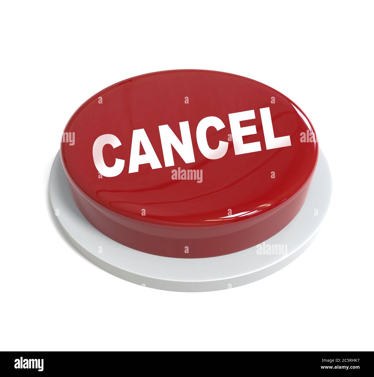 3d rendering of a red button cancel word written on it isolated on ...