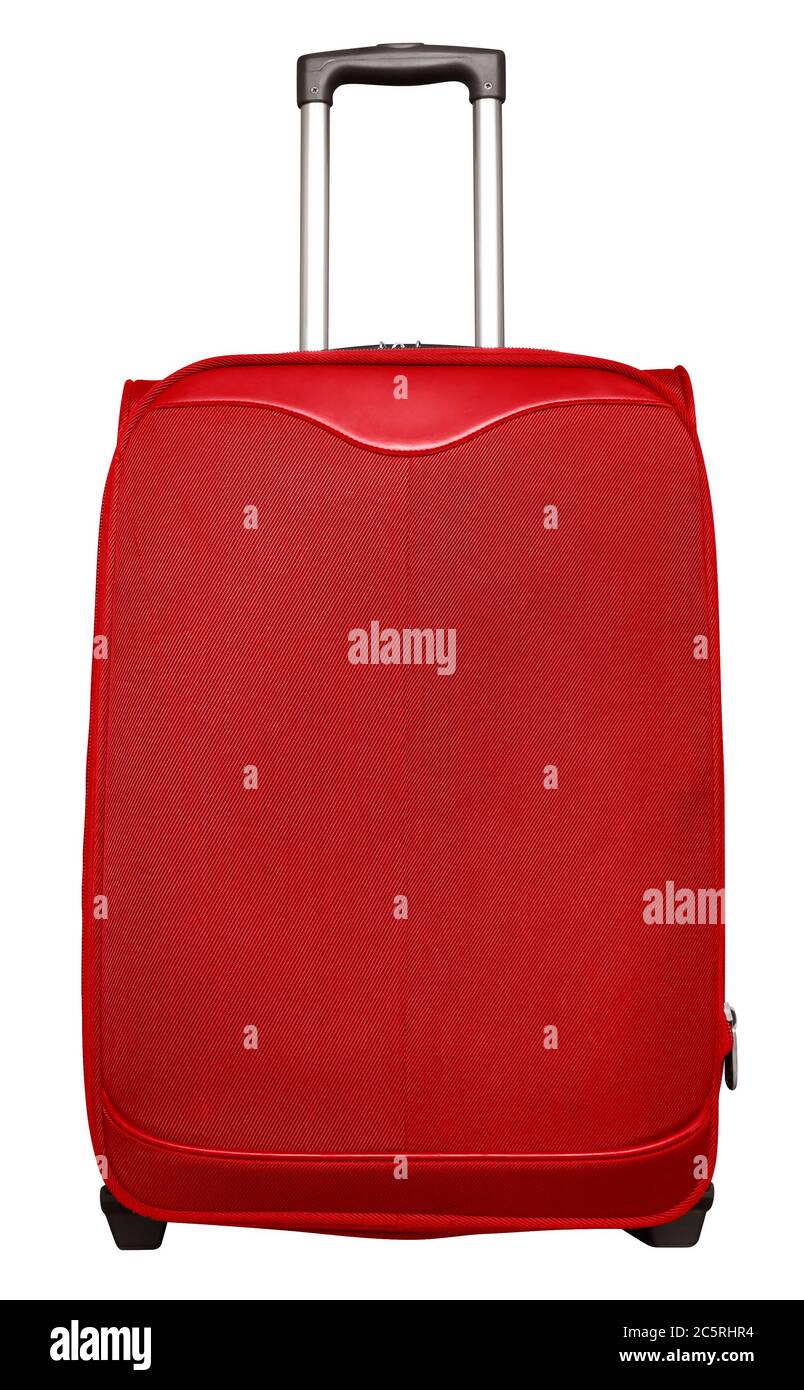 Red journey suitcase isolated on white. Clipping path included Stock ...