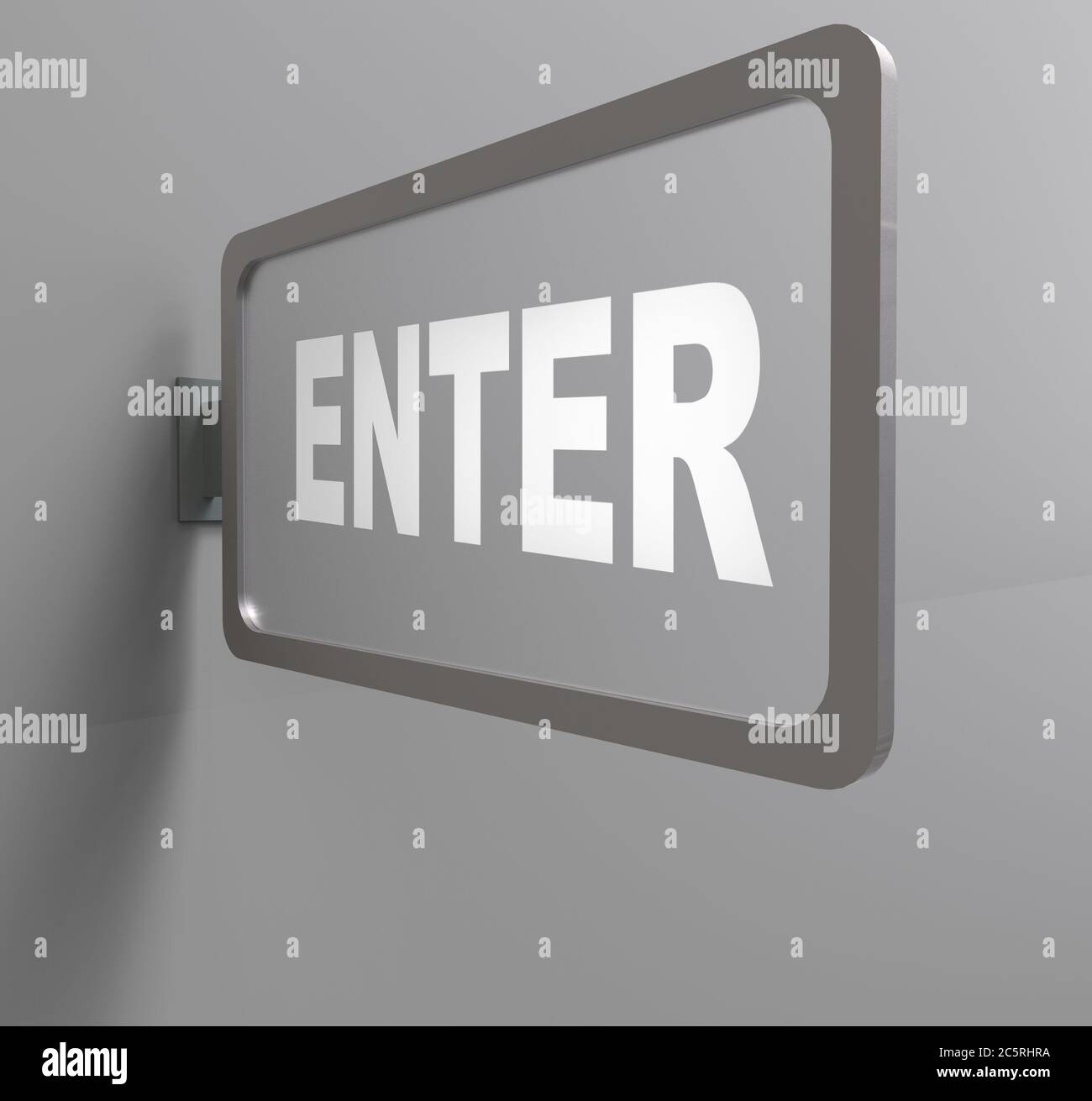 3d render of word enter on billboard over gray background Stock Photo ...