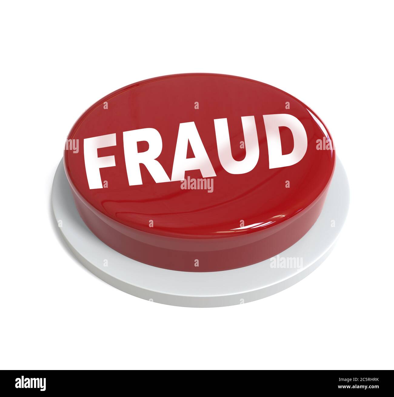 3d rendering of a red button with fraud word written on it isolated on ...