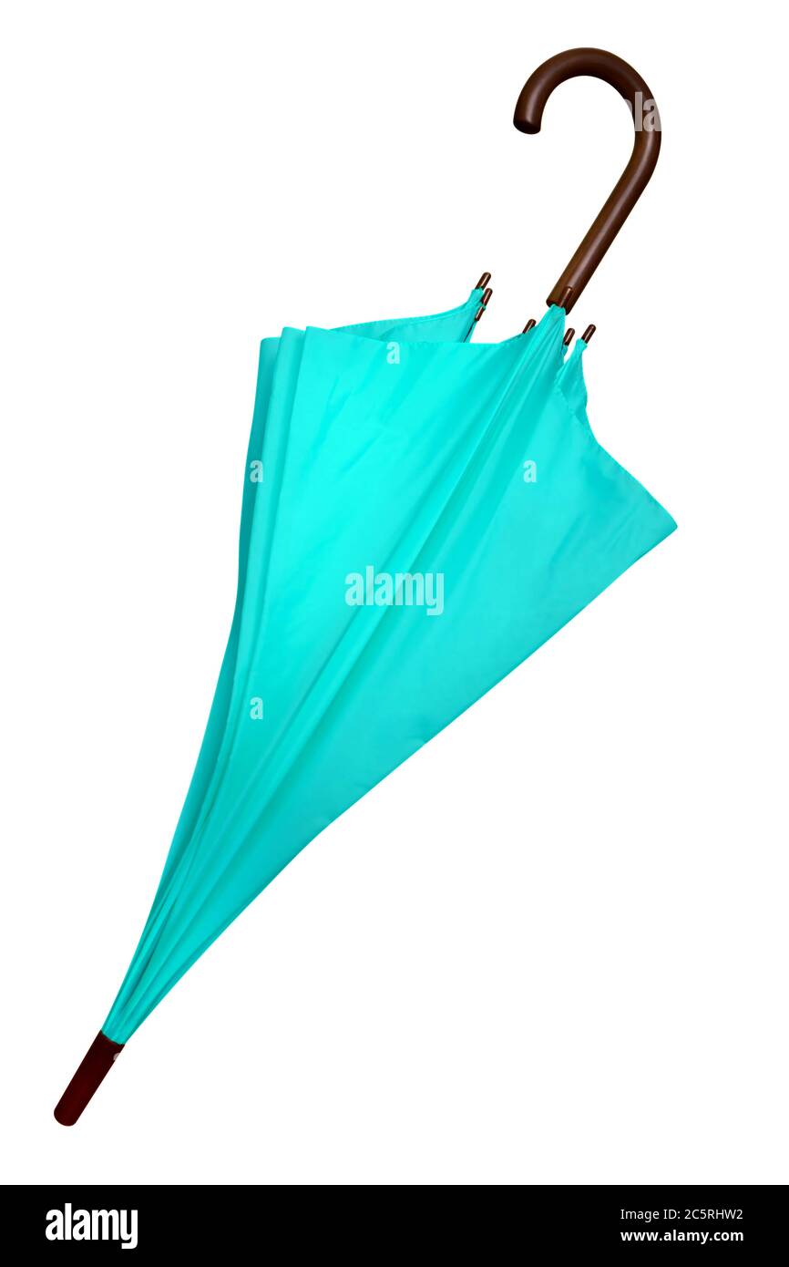 Light blue umbrella isolated on white background. Clipping path ...