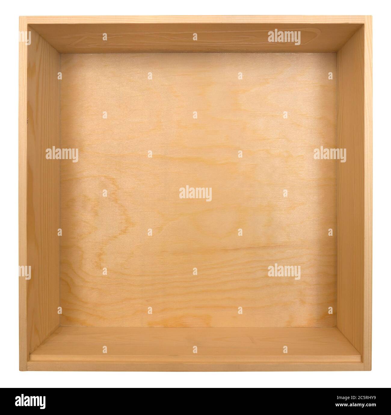 Empty wooden box isolated on white background. Clipping path included ...