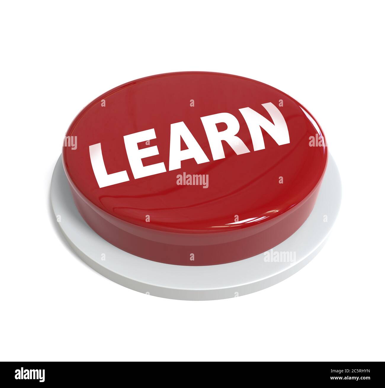 3d rendering of a red button with learn word written on it isolated on ...