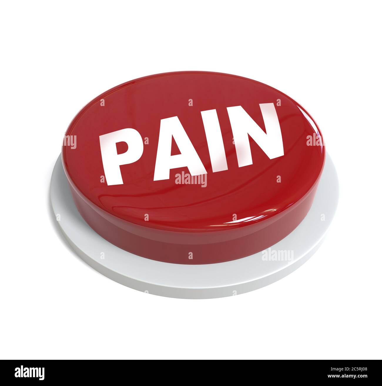 3d rendering of a red button with pain word written on it isolated on ...