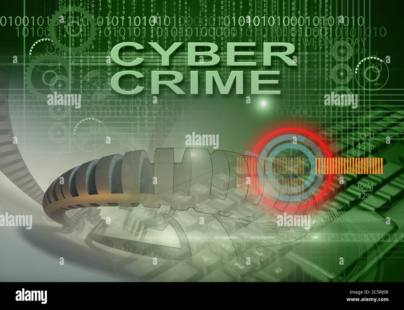 3d rendering of hi tech infographics of cyber crime Stock Photo - Alamy