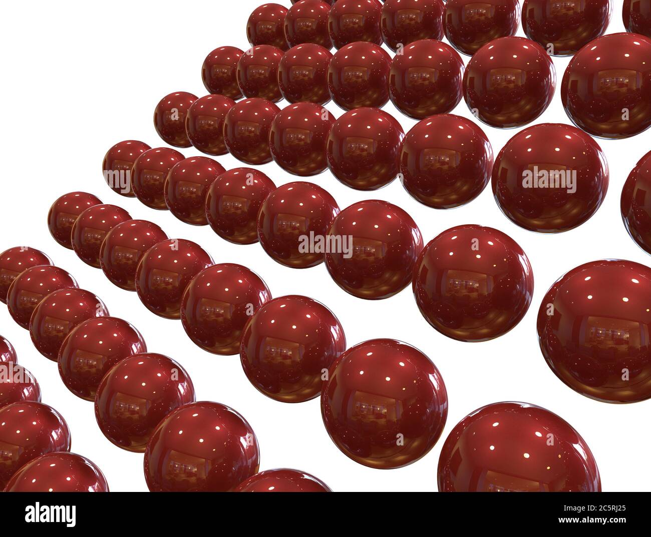 3D digital render of red - chrome spheres isolated over white ...