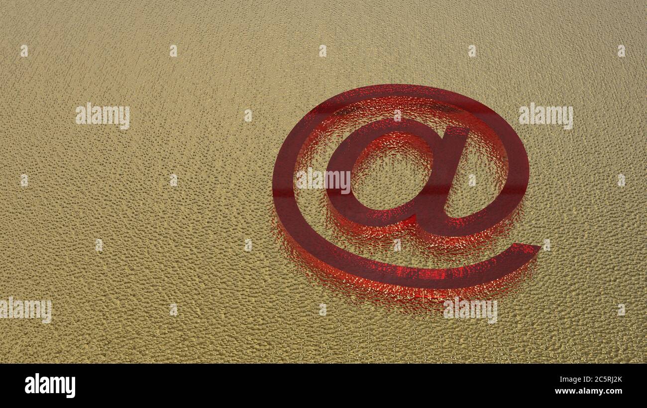 3d render of glass email symbol on golden metal background Stock Photo ...