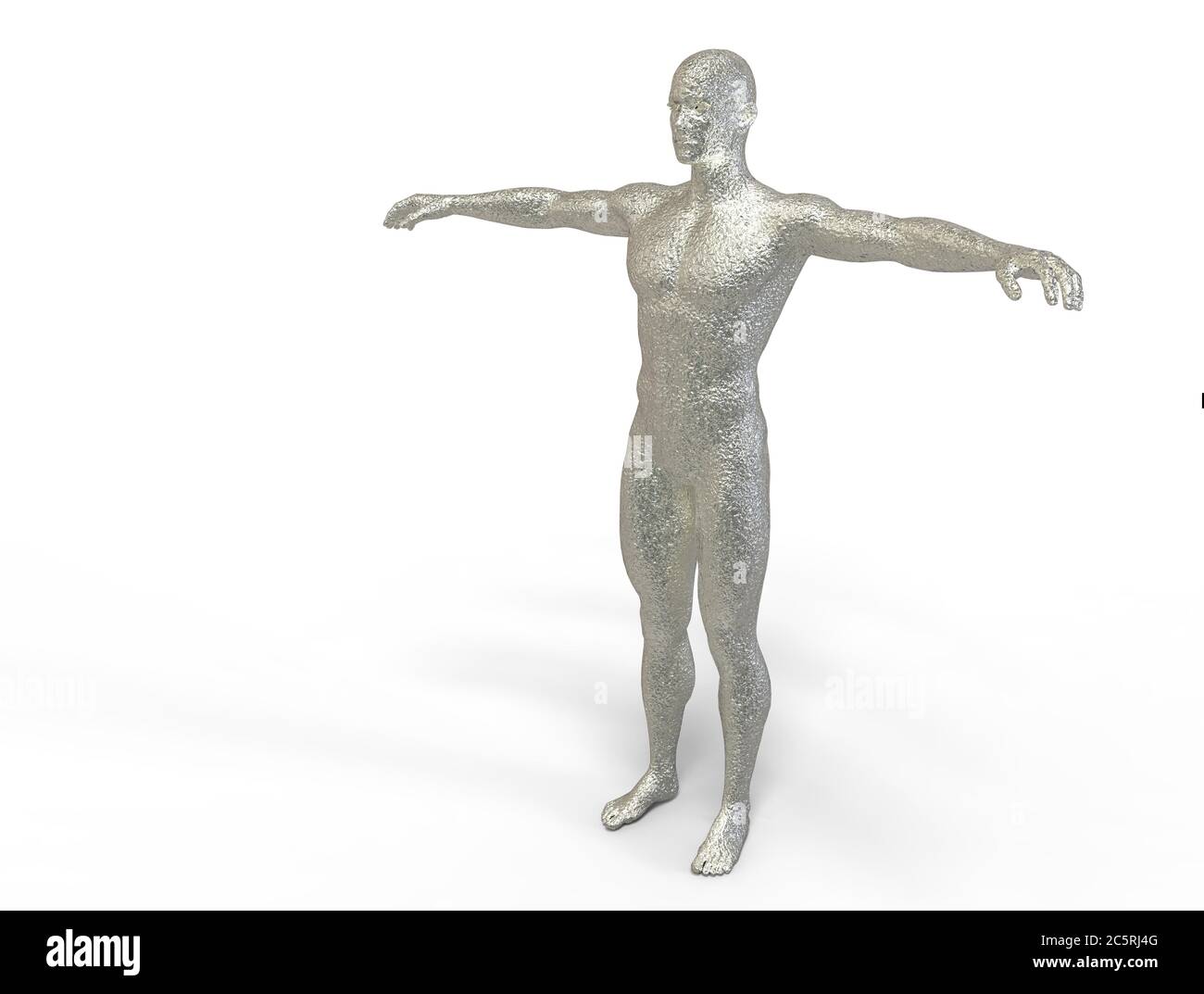 3D digital render of man made from silver isolated on white background ...