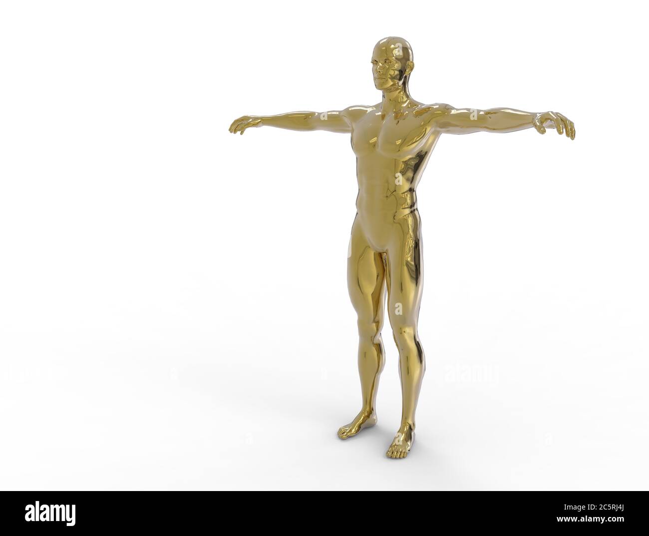 3D digital render of man made from gold isolated on white background ...