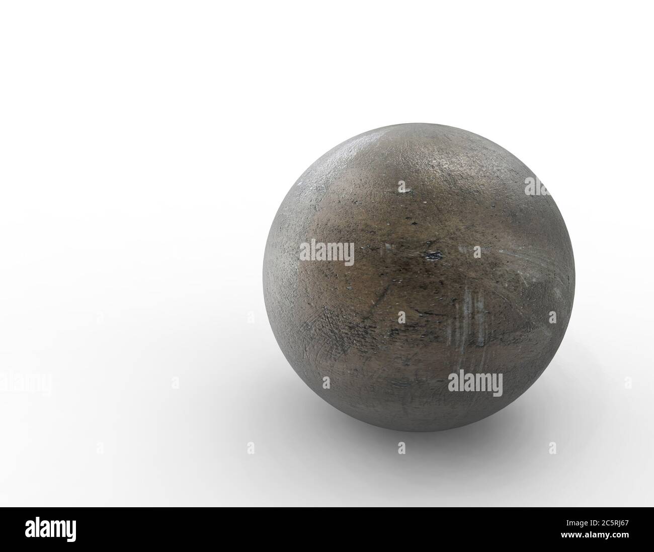 3D digital render of metal sphere with reflection isolated over white ...