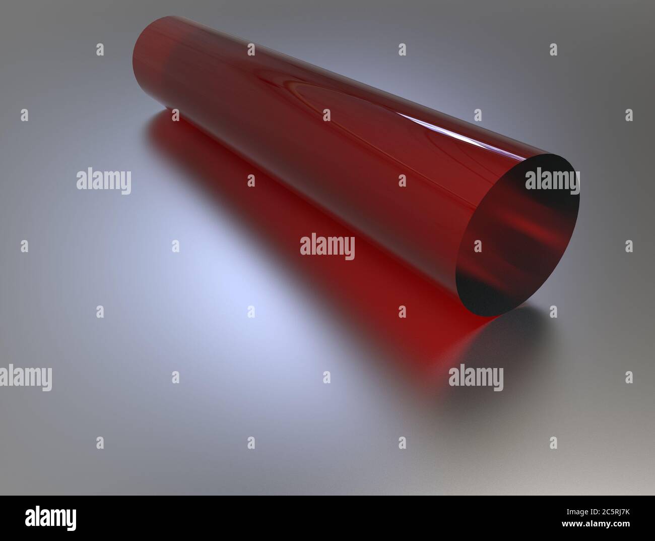 3d rendering of glass pipe on gray background with reflection Stock ...
