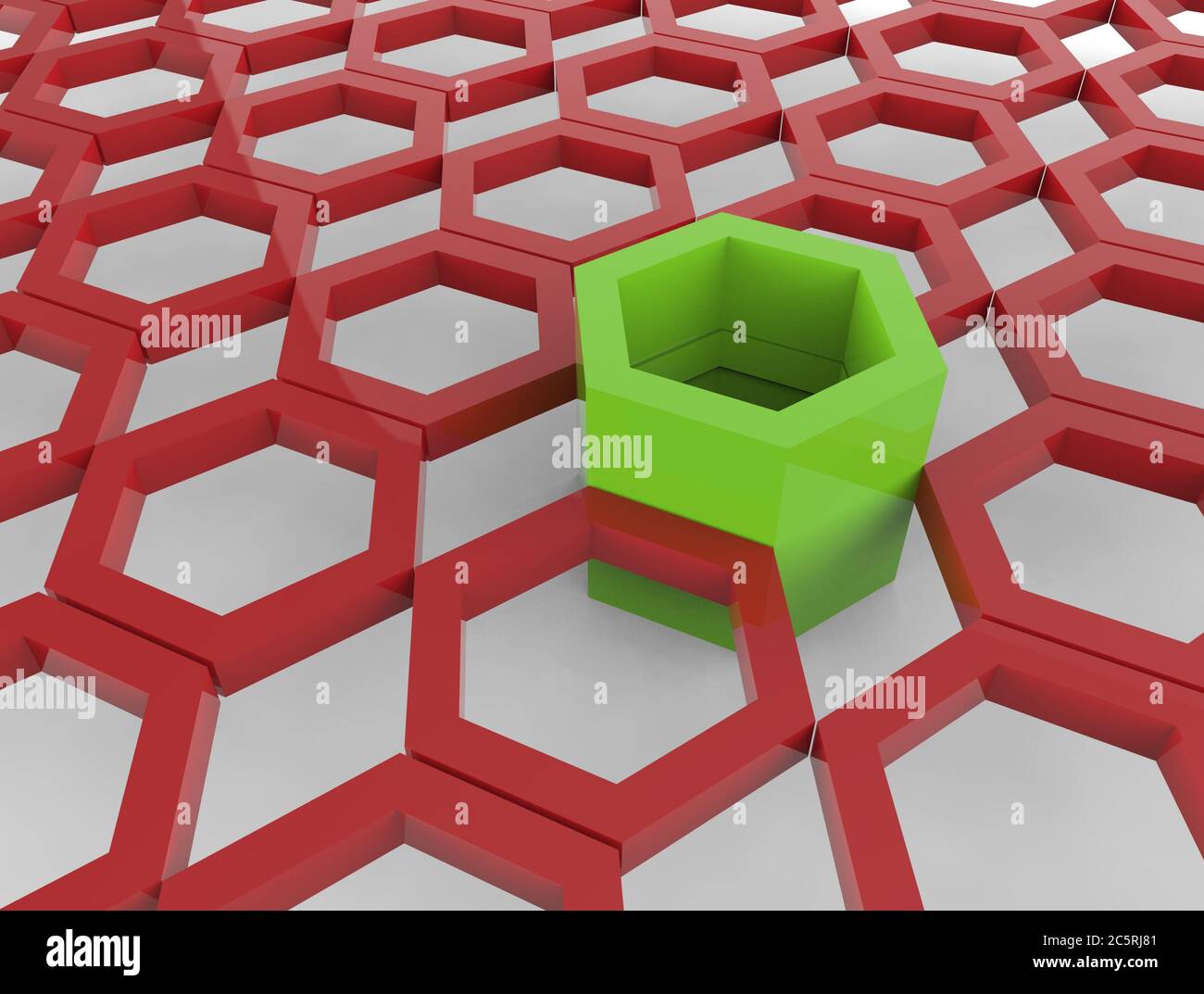 3d render of metal red hexagonal element isolated on white Stock Photo ...