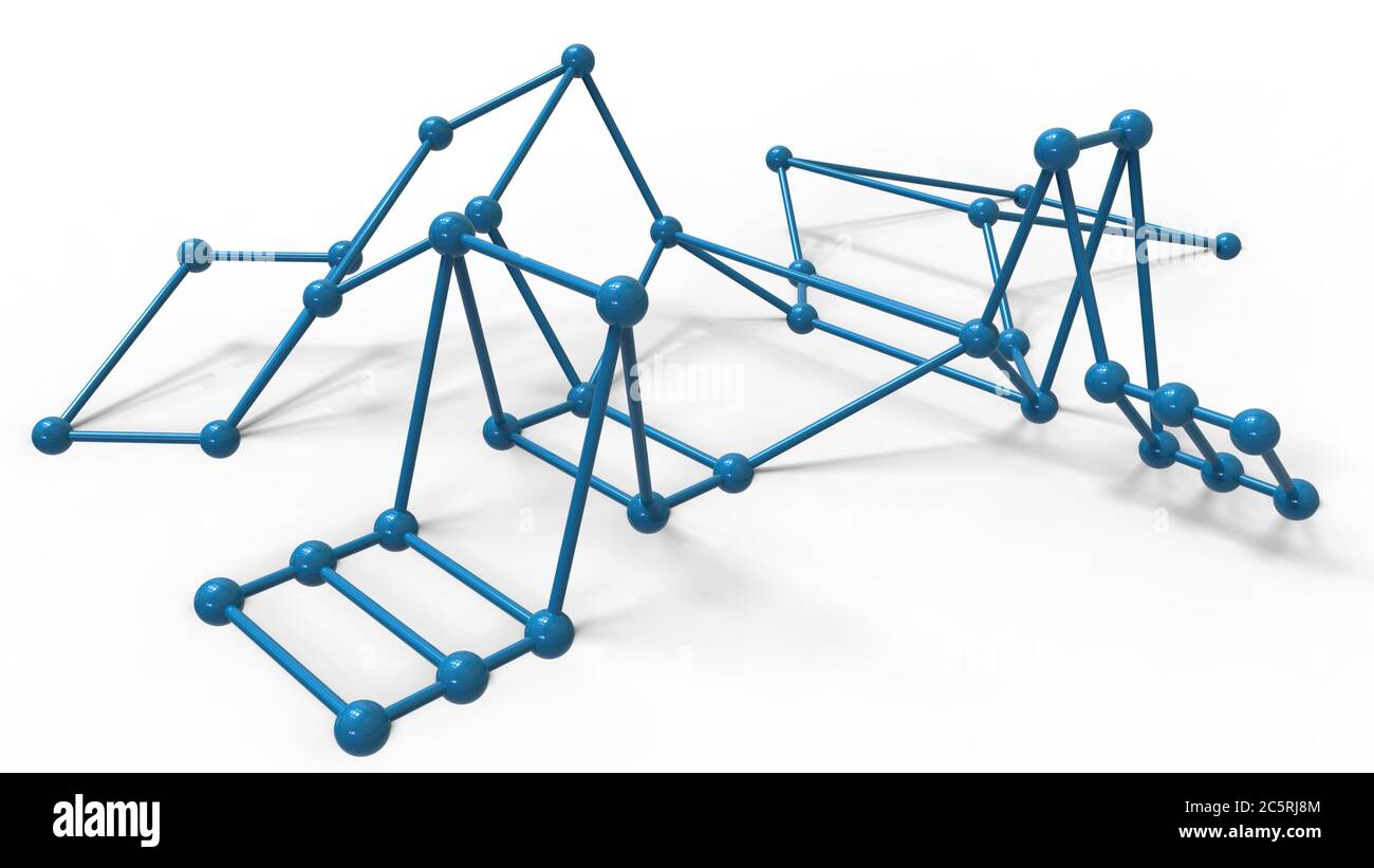 Abstract futuristic polygonal structure and wireframe lattice mesh. 3d render illustration Stock ...