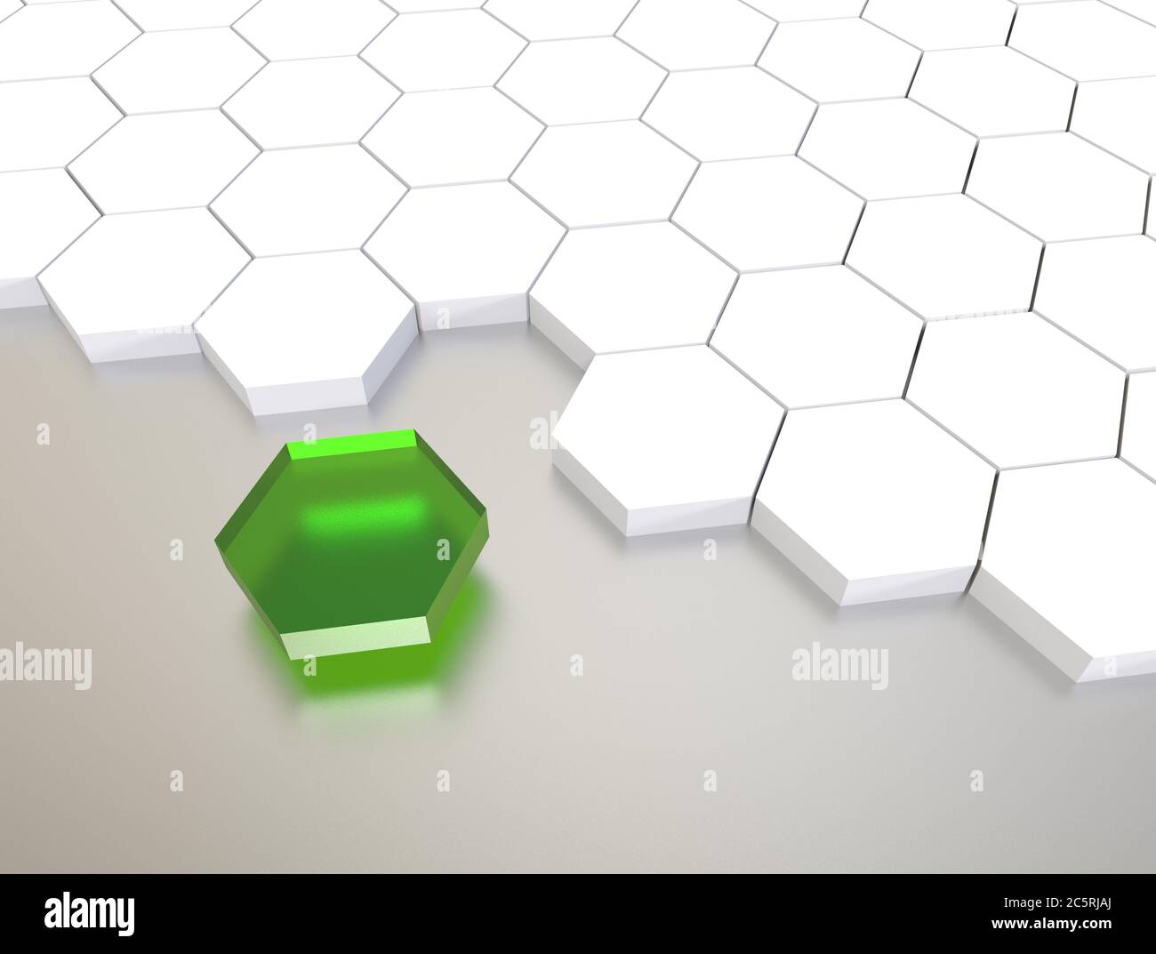 3D illustration render. One individuality green cube on white ...