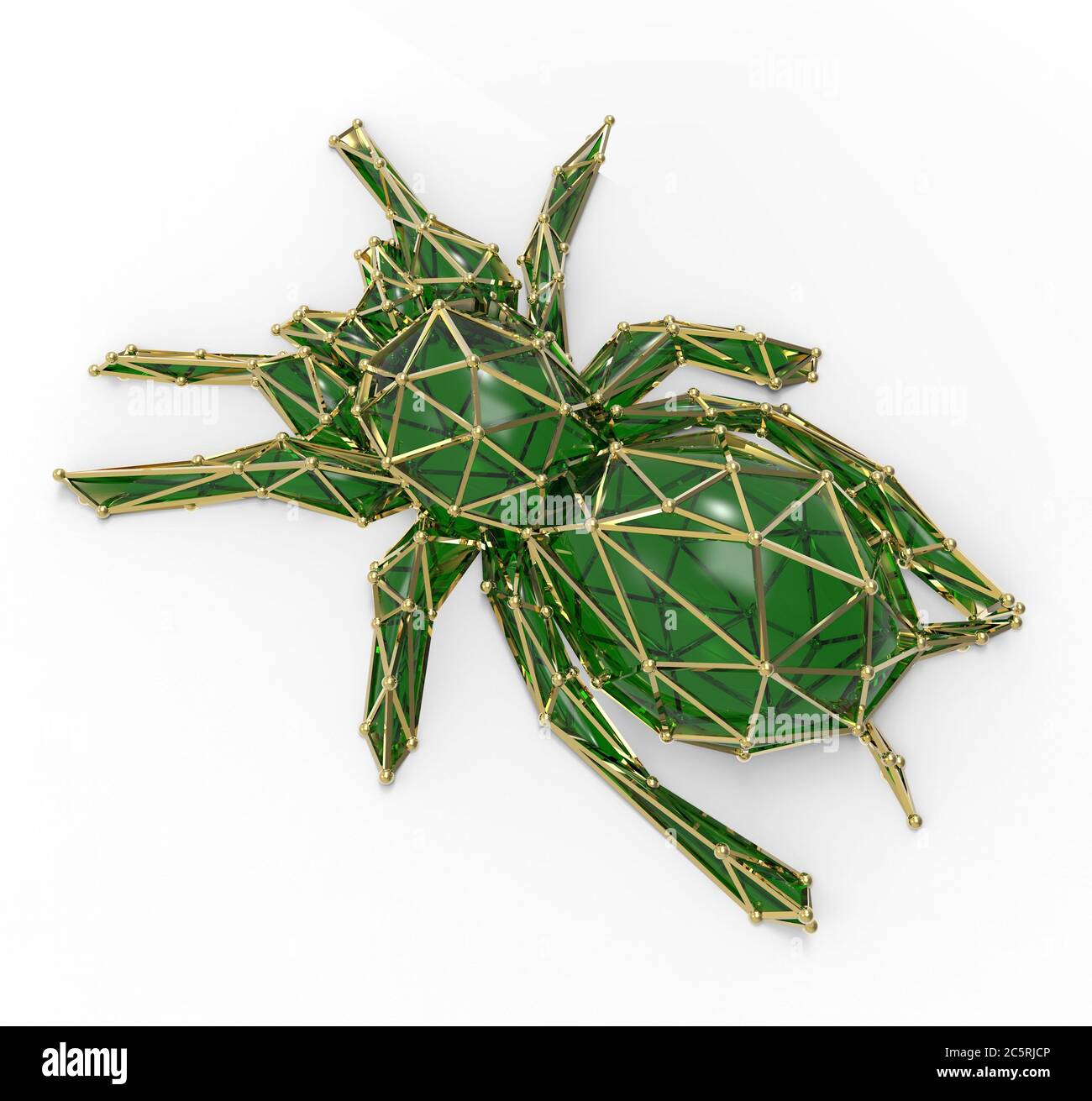 3d render of shiny luxury crystal sapphire tarantula with edges framed ...