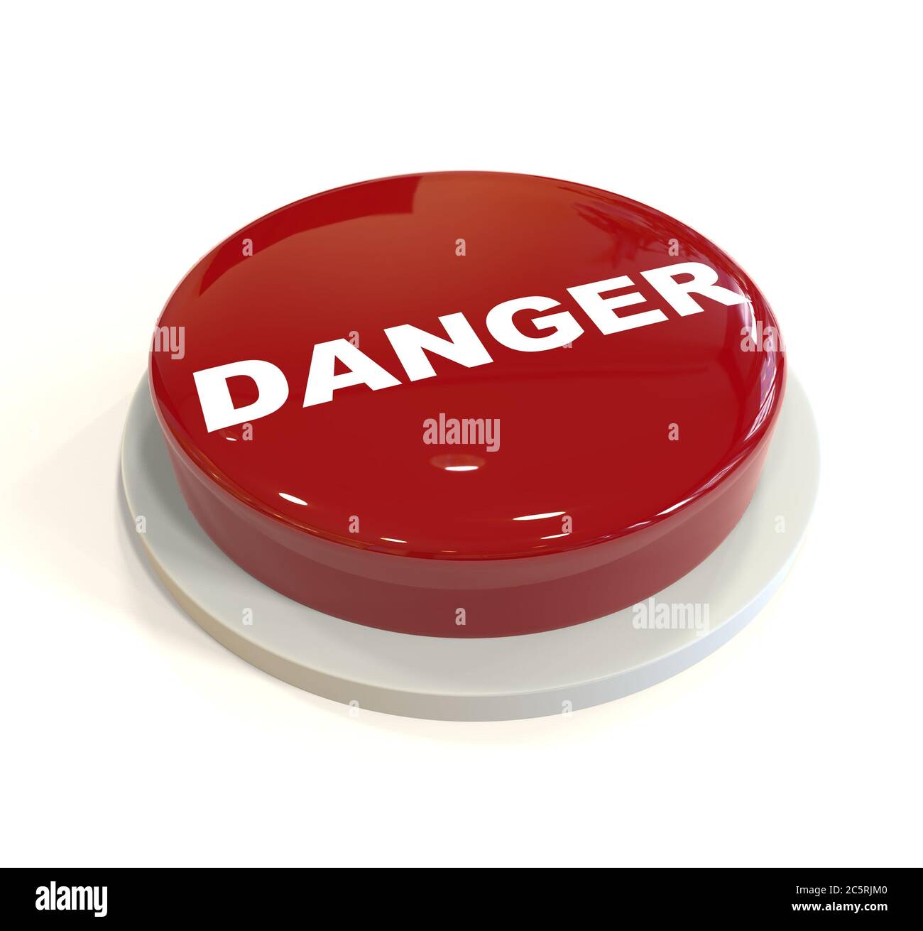 3d rendering of a red button with danger written on it isolated on ...