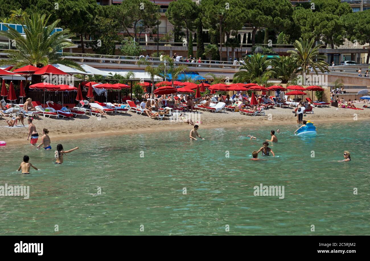 MONTE CARLO, MONACO - JUNE 1, 2014: City Beach of Monaco. Monte Carlo ...