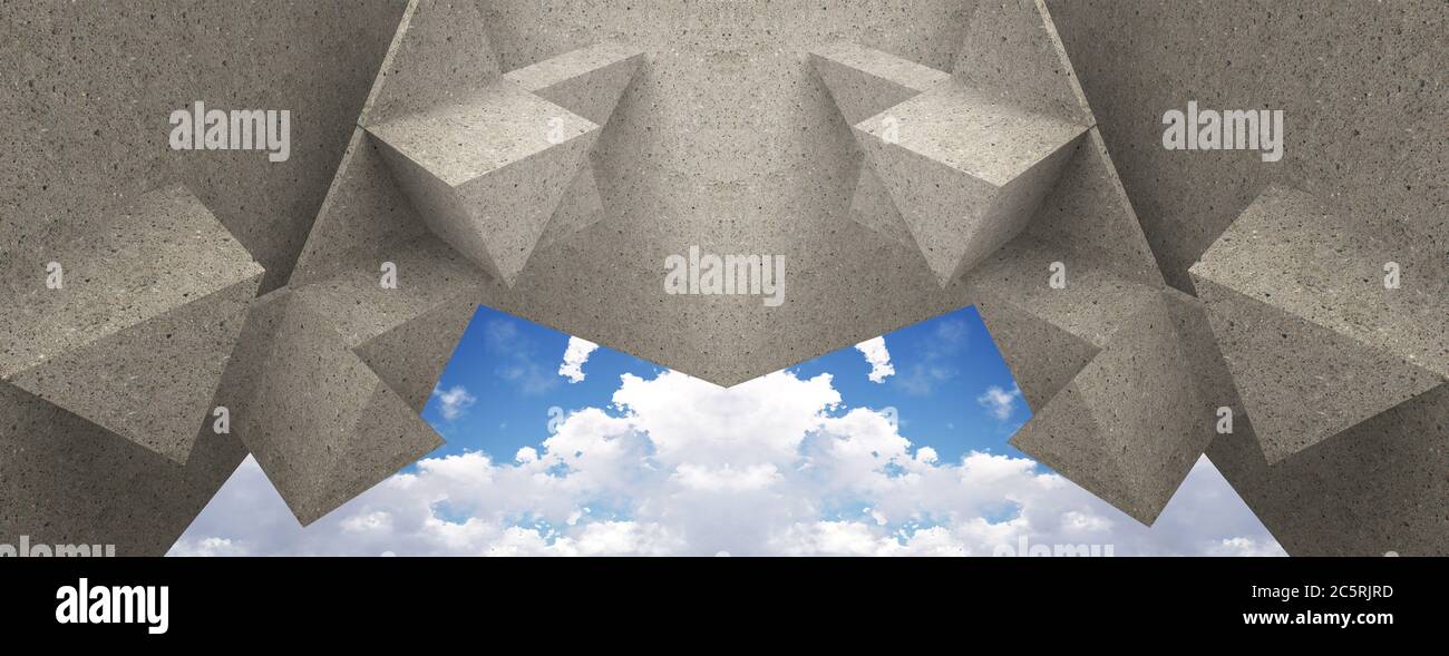 3d render of Abstract Architecture with sky in background Stock Photo ...