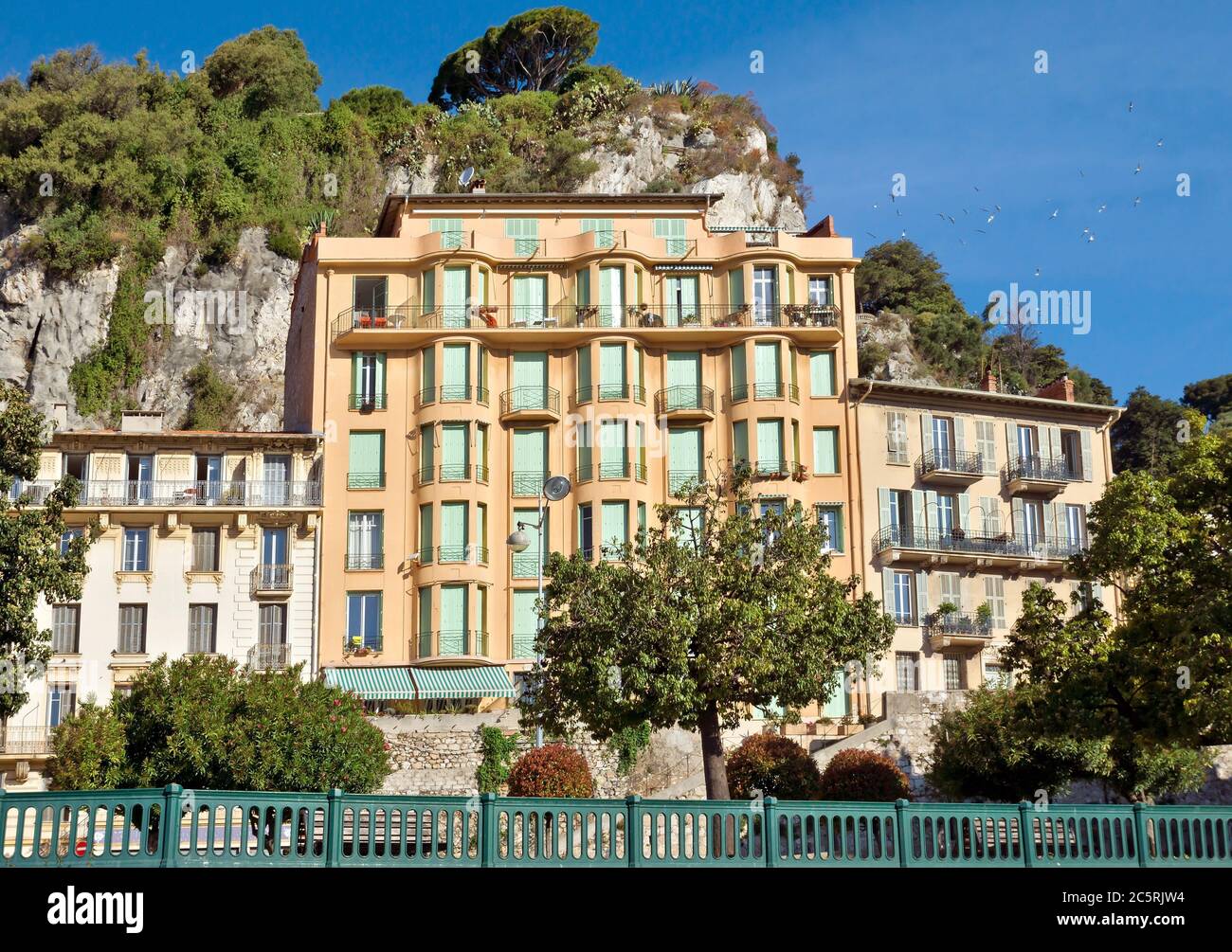 NICE, FRANCE - JUNE 5, 2014: Architecture along Promenade des Anglais ...