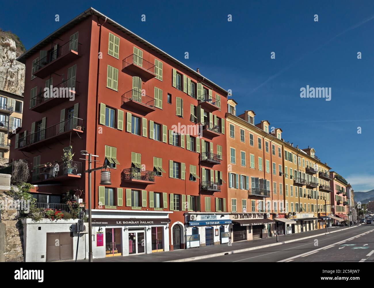 NICE, FRANCE - JUNE 5, 2014: Architecture along Promenade des Anglais ...
