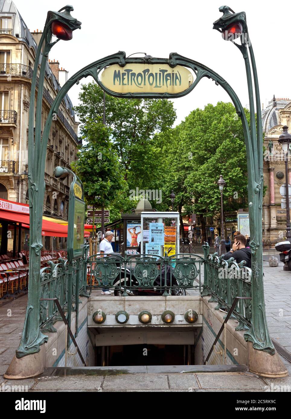 PARIS, FRANCE - JUNE 9: Entrance to the subway, in the style of Art ...
