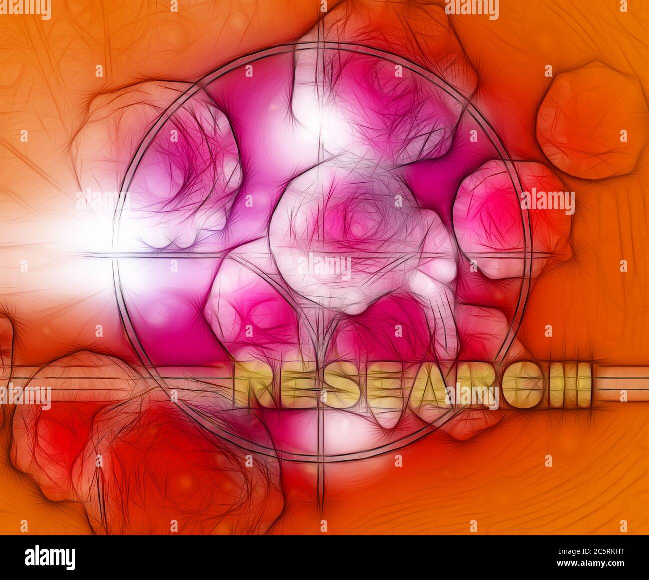 word RESEARCH writing on background with cancer cell image Stock Photo ...