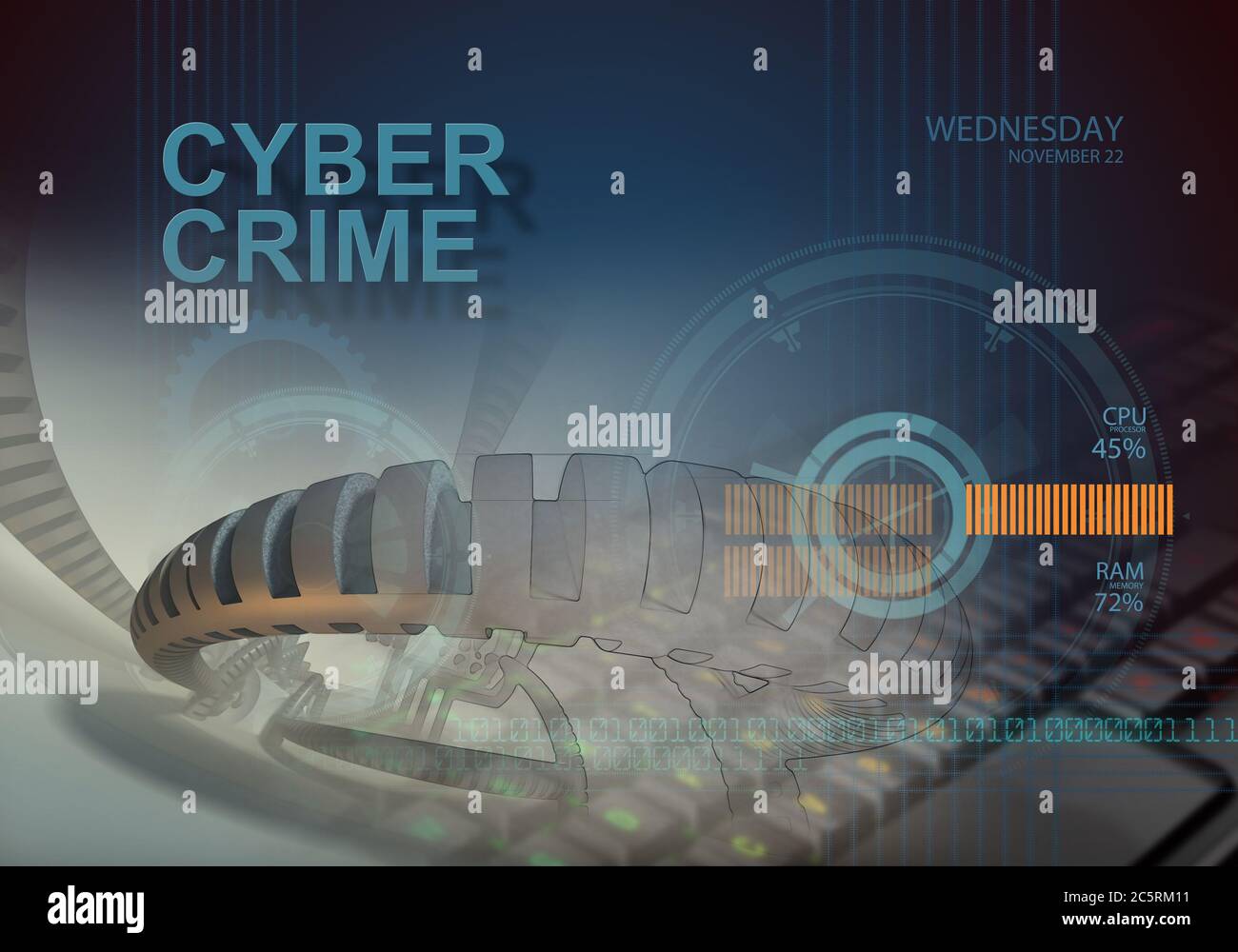 3d rendering of hi tech infographics of cyber crime Stock Photo - Alamy
