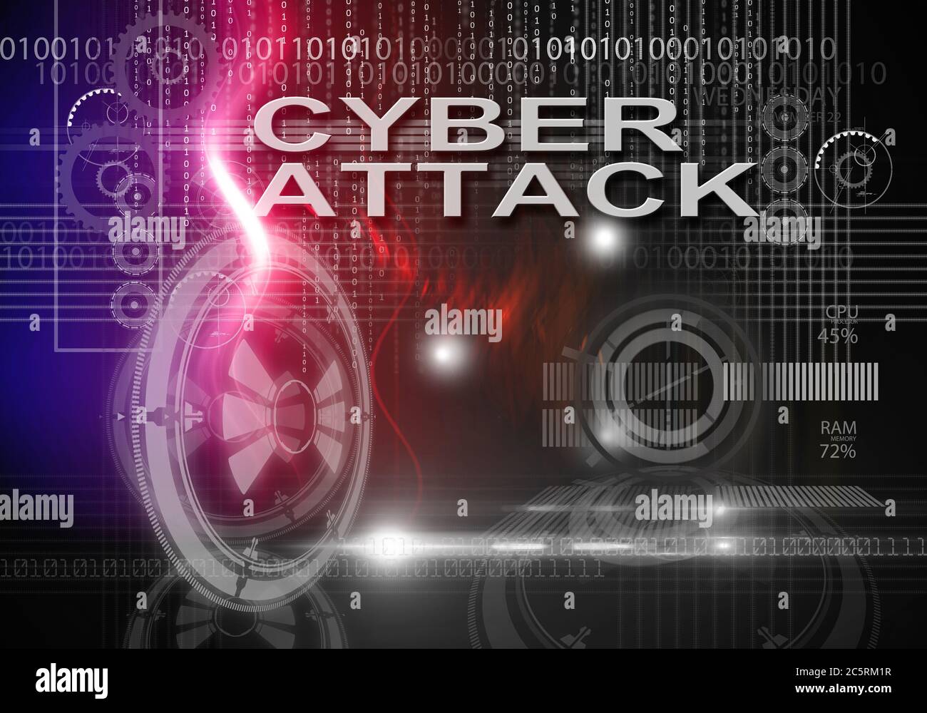 3d rendering of hi tech infographics of cyber attack Stock Photo - Alamy