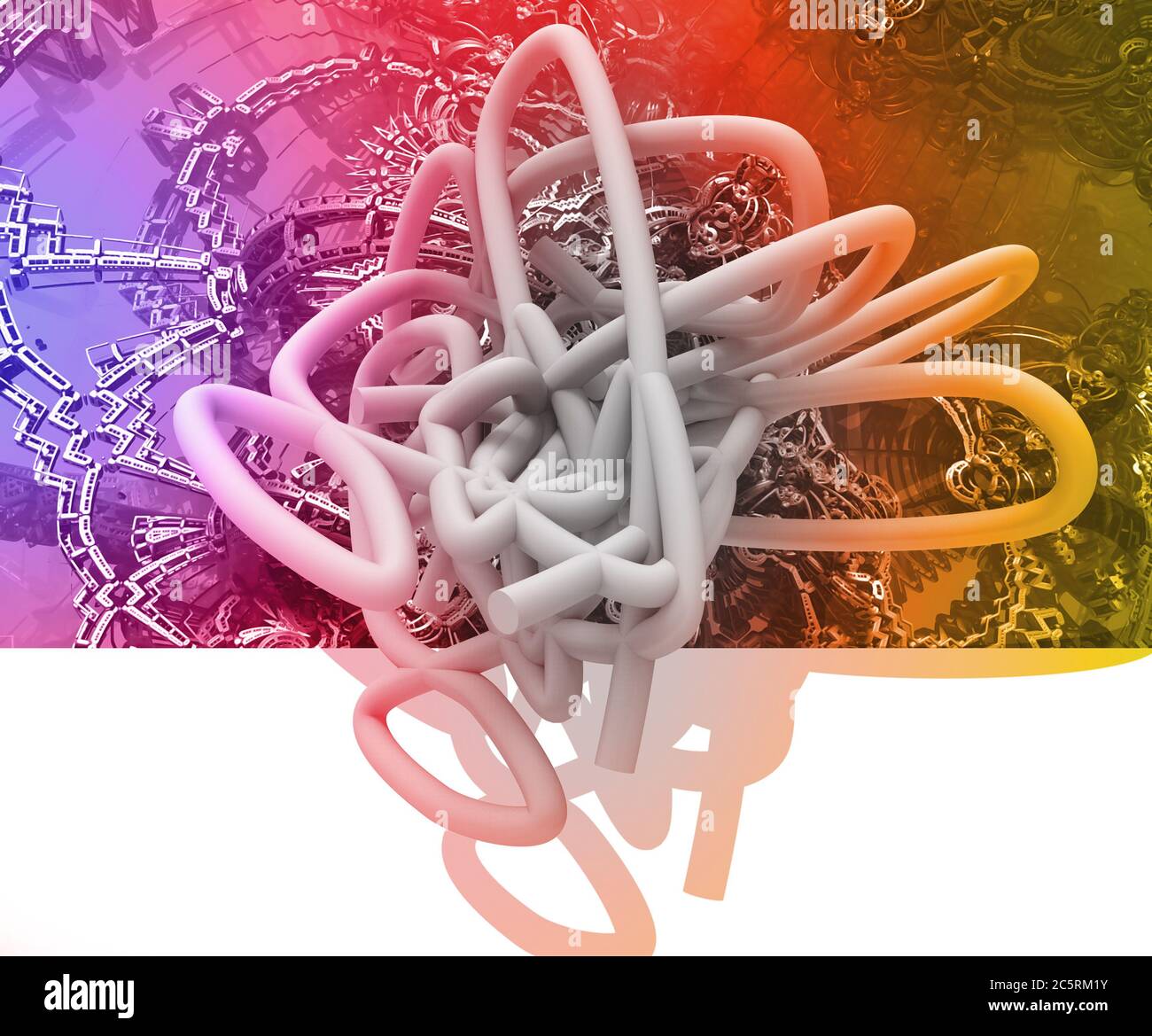 3D digital render of abstract rings, organic in nature isolated on ...