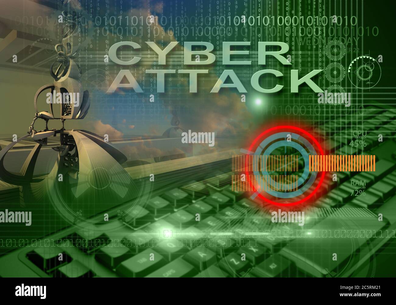 3d rendering of hi tech infographics of cyber attack Stock Photo - Alamy