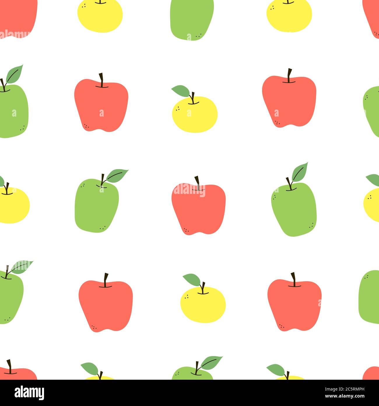 Apple. Endless texture with red, yellow, green apples isolated on white ...