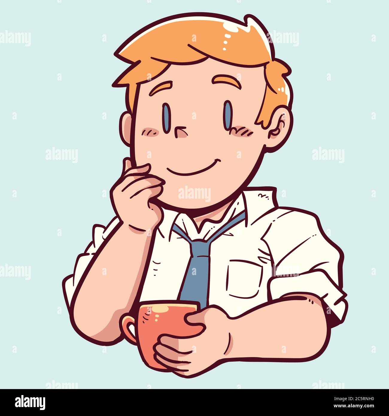 Enjoying cup of tea Stock Vector Images - Alamy