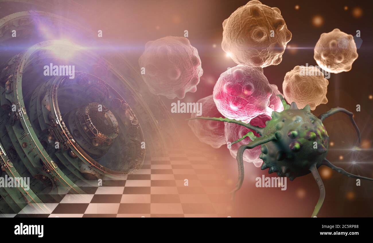 The future coming , cancer cell made in 3d software Stock Photo - Alamy
