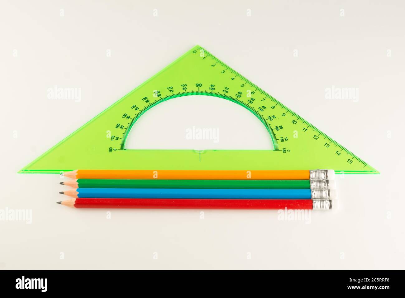 triangular ruler for studying at school isolated on a white background ...