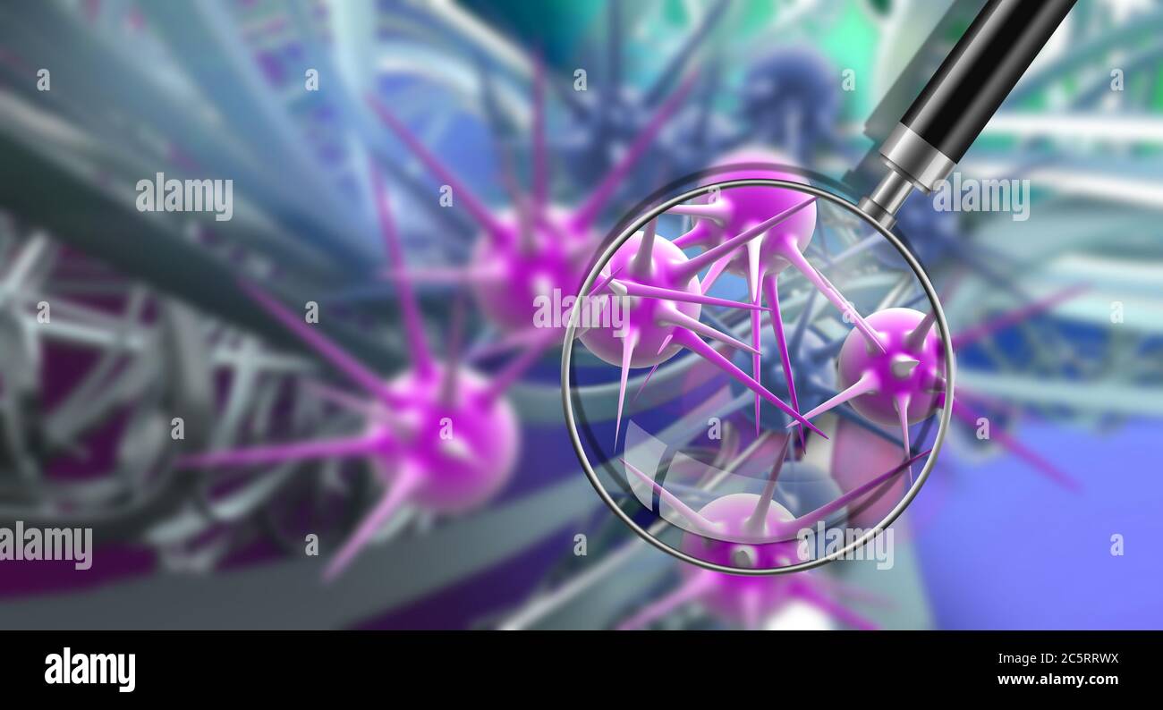 Computer virus represented with blue cyber attacking bacteria Stock ...