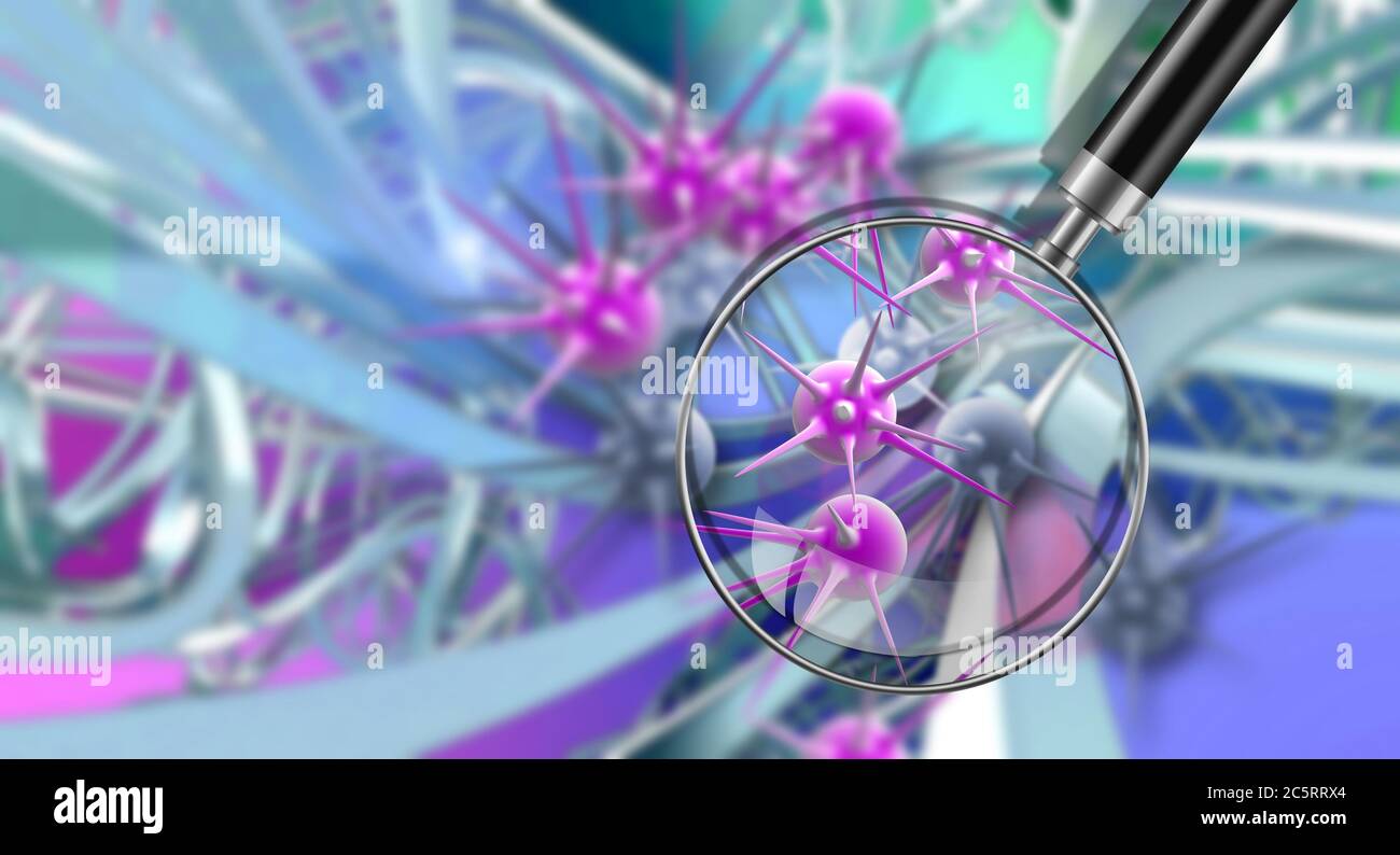 Computer virus represented with blue cyber attacking bacteria Stock ...