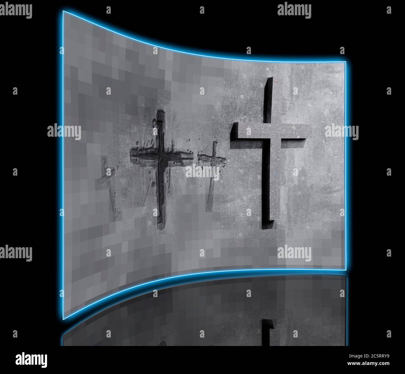 Crosses carved in the wall made in 3d software Stock Photo - Alamy