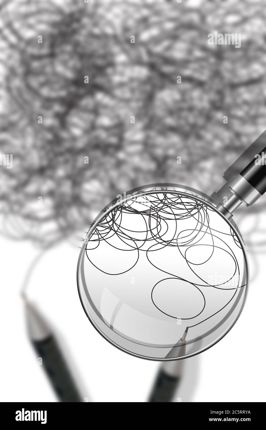 two pens drawing endless curve line Stock Photo - Alamy