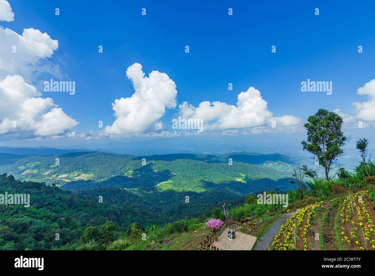 Top view landscape mountain and blue sky and beautiful clouds Stock ...