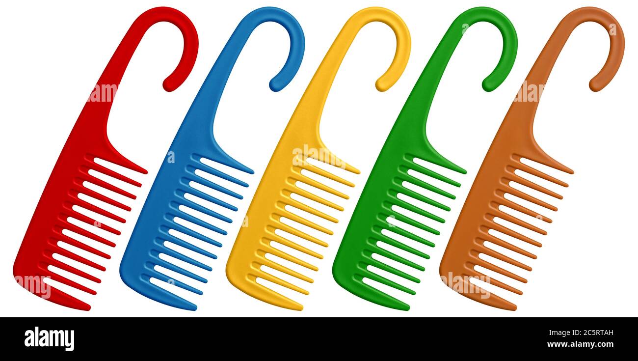 Colorful combs isolated on white background Stock Photo - Alamy