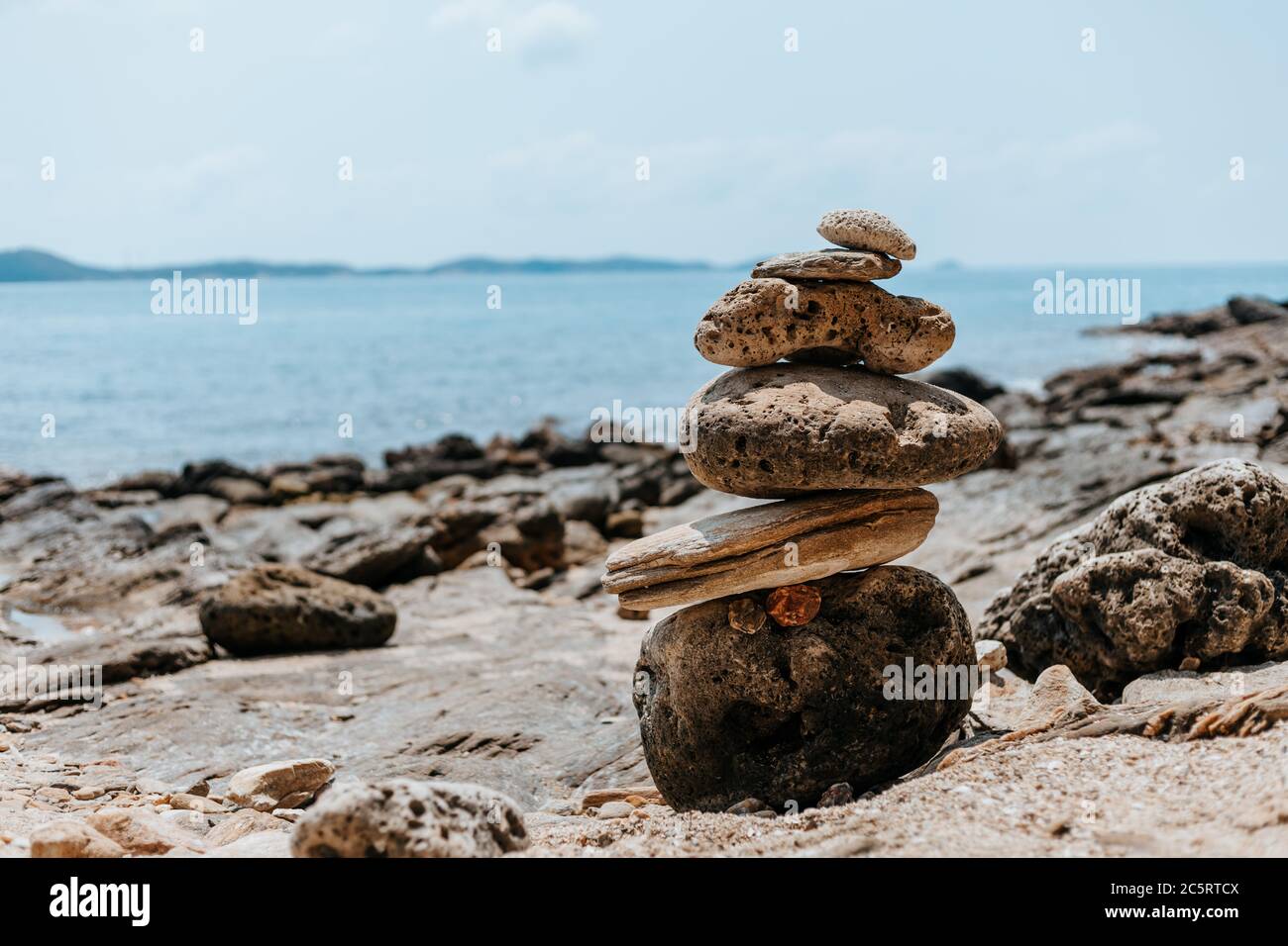 Stone stack on the beach Stock Photo - Alamy