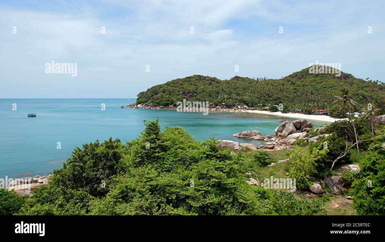 Ko Pha Ngan beach scene from view point at Samui island, Thailand Stock ...