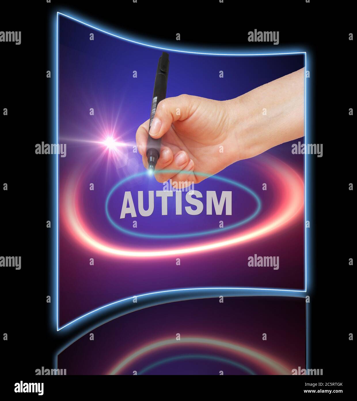 writing word Autism with marker on gradient background made in 2d ...