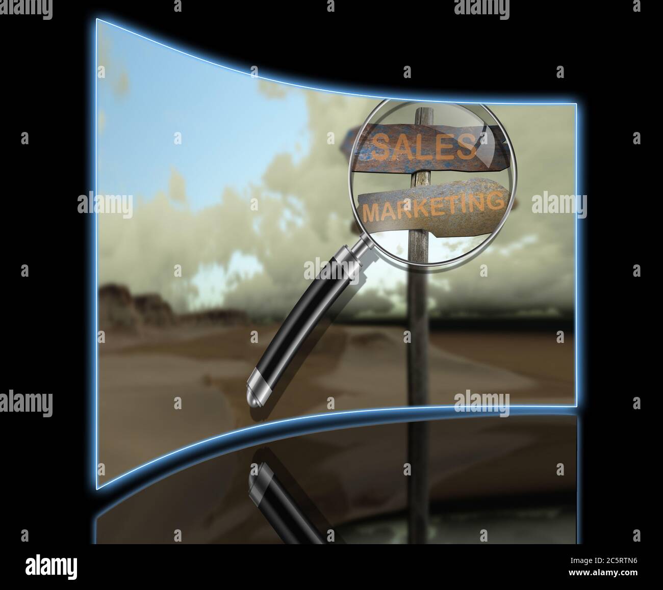 sign direction sales - marketing made in 3d software Stock Photo - Alamy